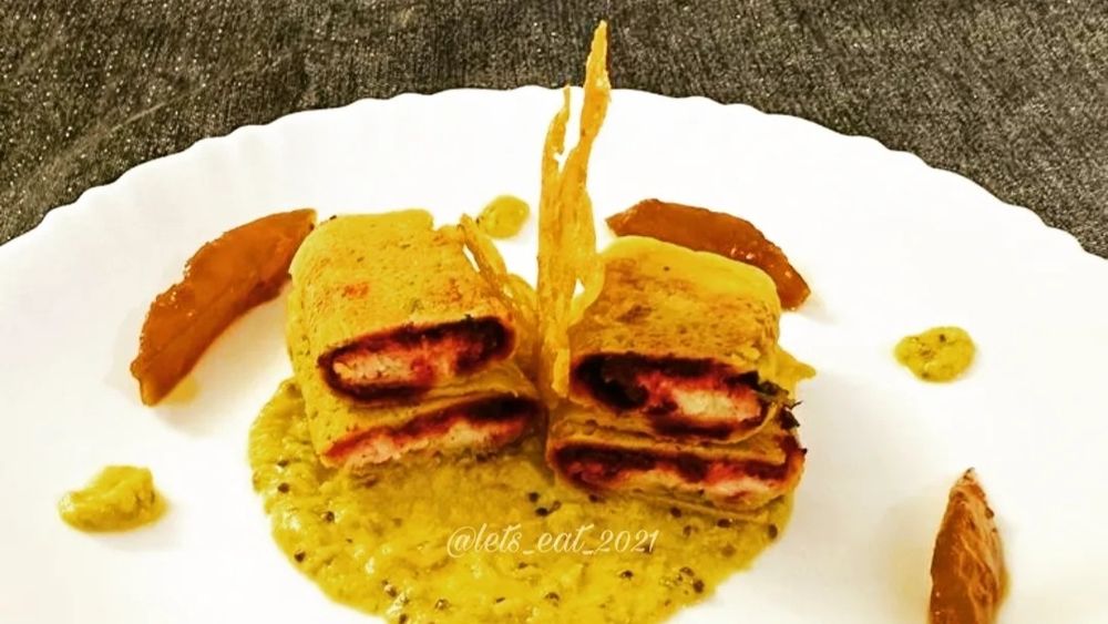 Fafda Feast With Besan Sauce And Jaggery Caramelized Mango